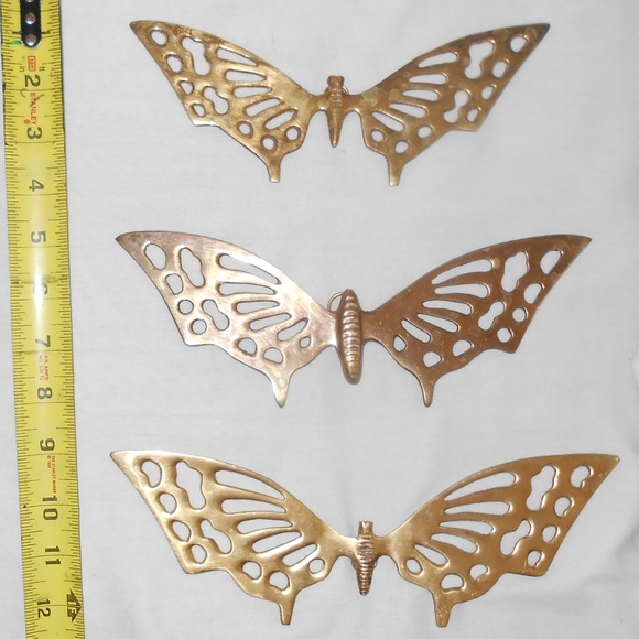 Accents | Vintage Lot Of 3 Solid Brass Butterflies | Poshmark
